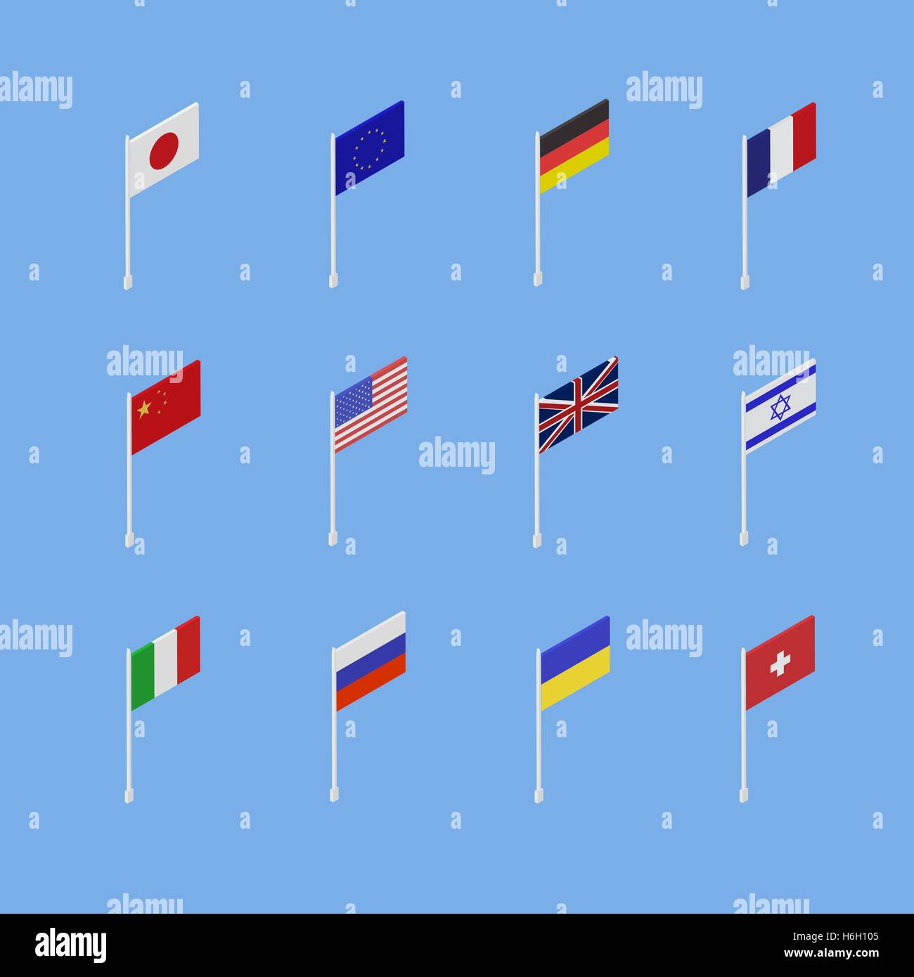 Set of flags of different countries is an isometric 3D. Vector ...