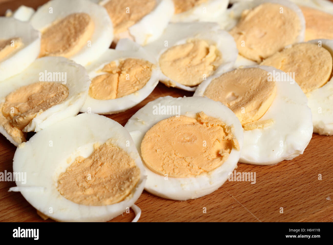 Sliced hard boiled eggs Stock Photo - Alamy