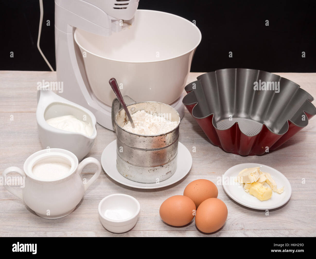 Baking Ingredients. Making Yogurt Cake Stock Photo - Alamy