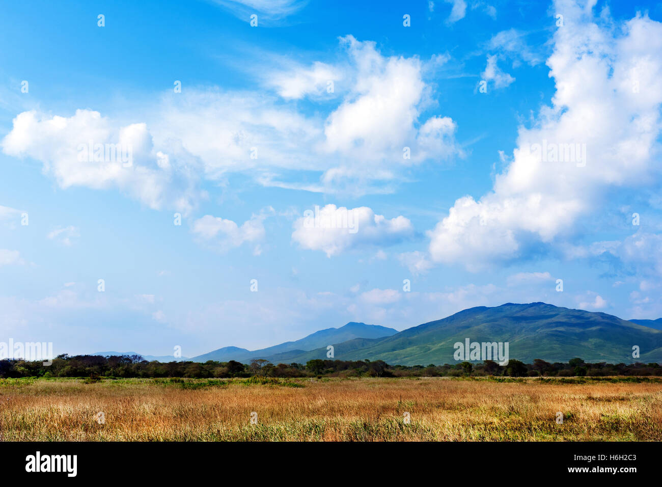 Landscape with beautiful clouds and mountain views, real scene without ...