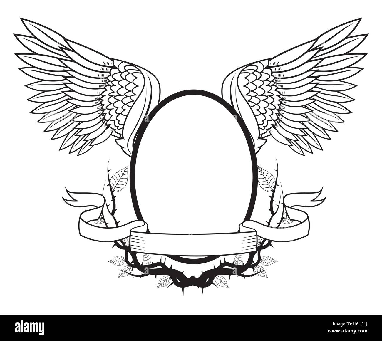 Frame with wings tattoo art design Stock Vector Image & Art - Alamy