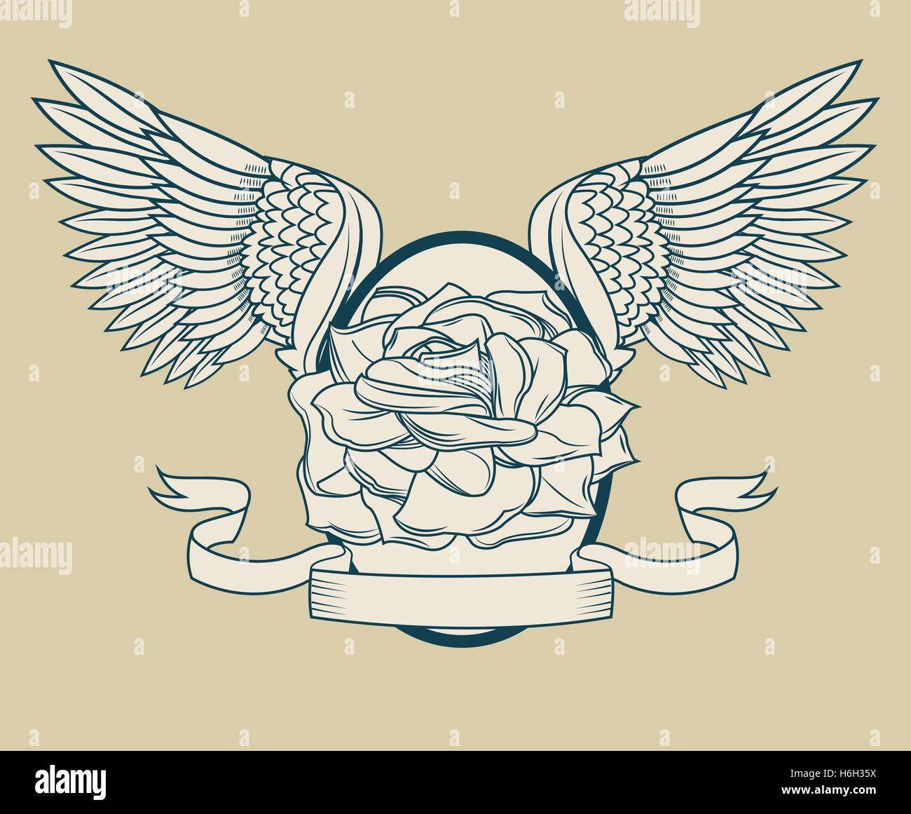 Rose with wings tattoo art design Stock Vector Image & Art - Alamy