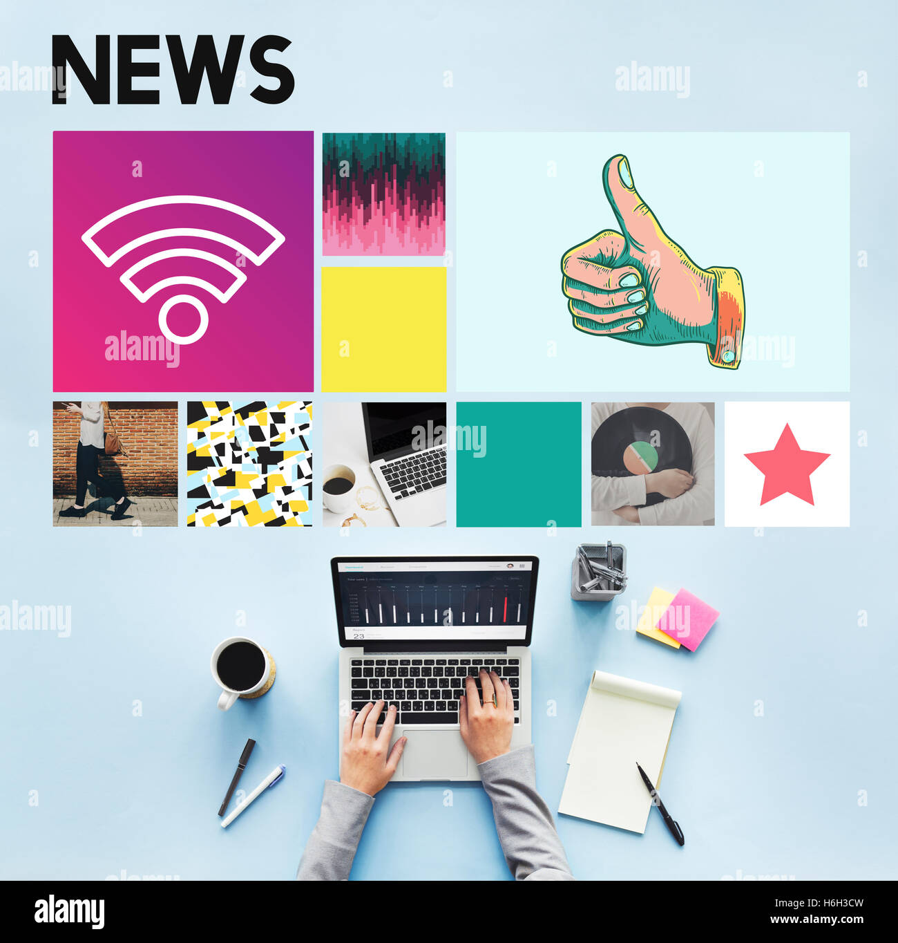 News Report Update Media Broadcast Information Concept Stock Photo - Alamy