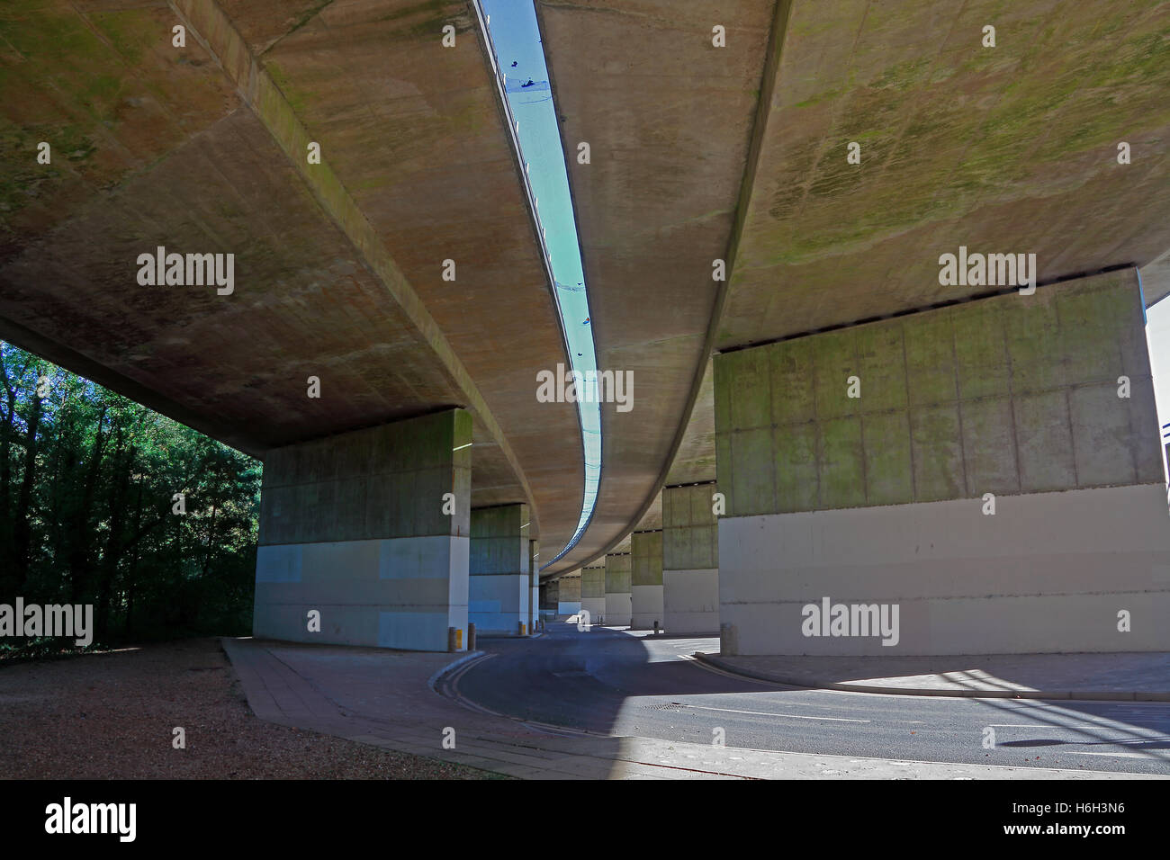 Underneath the A329 dual carriageway over bridge crossing the river ...