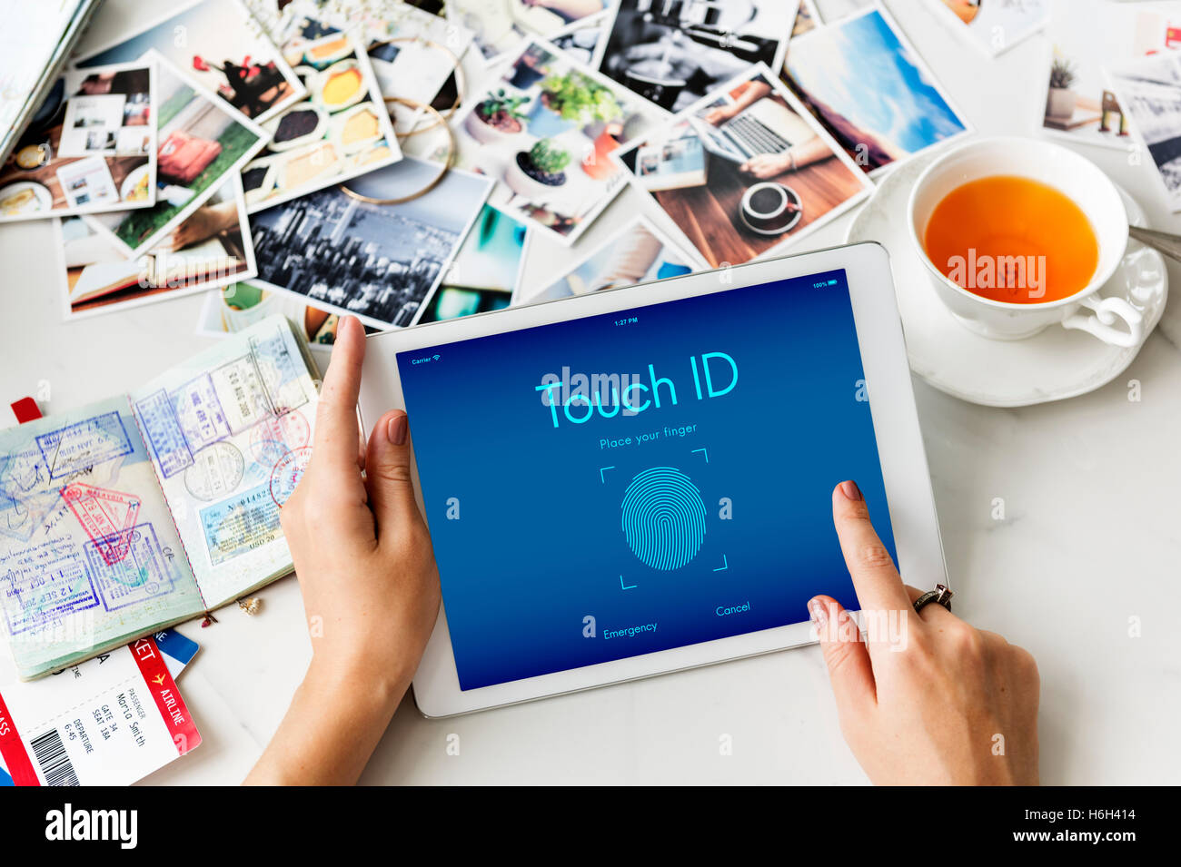 Touchscreen Lock Finger Scanner Concept Stock Photo - Alamy
