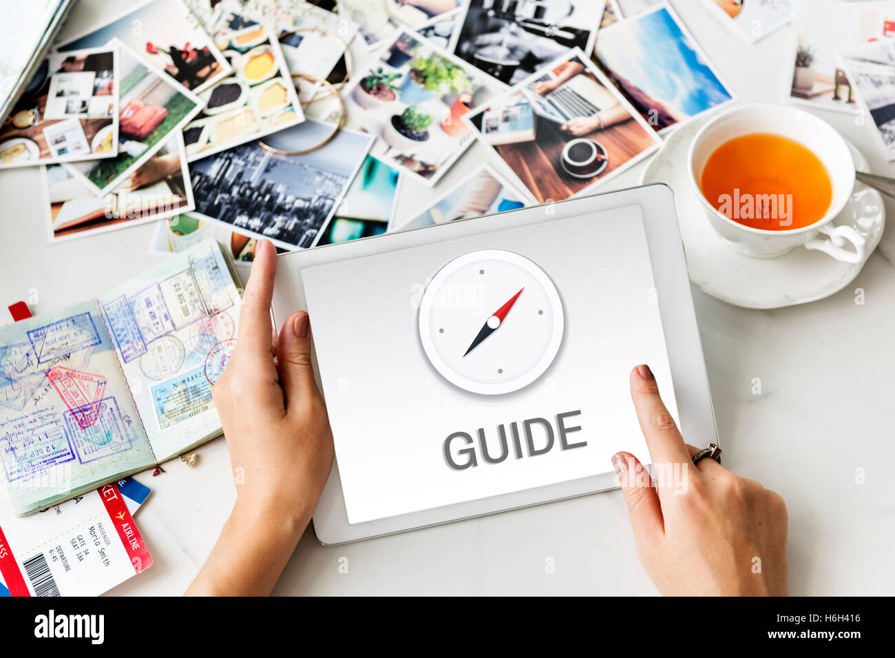Guide Compass GPS Navigation Location Graphic Concept Stock Photo - Alamy