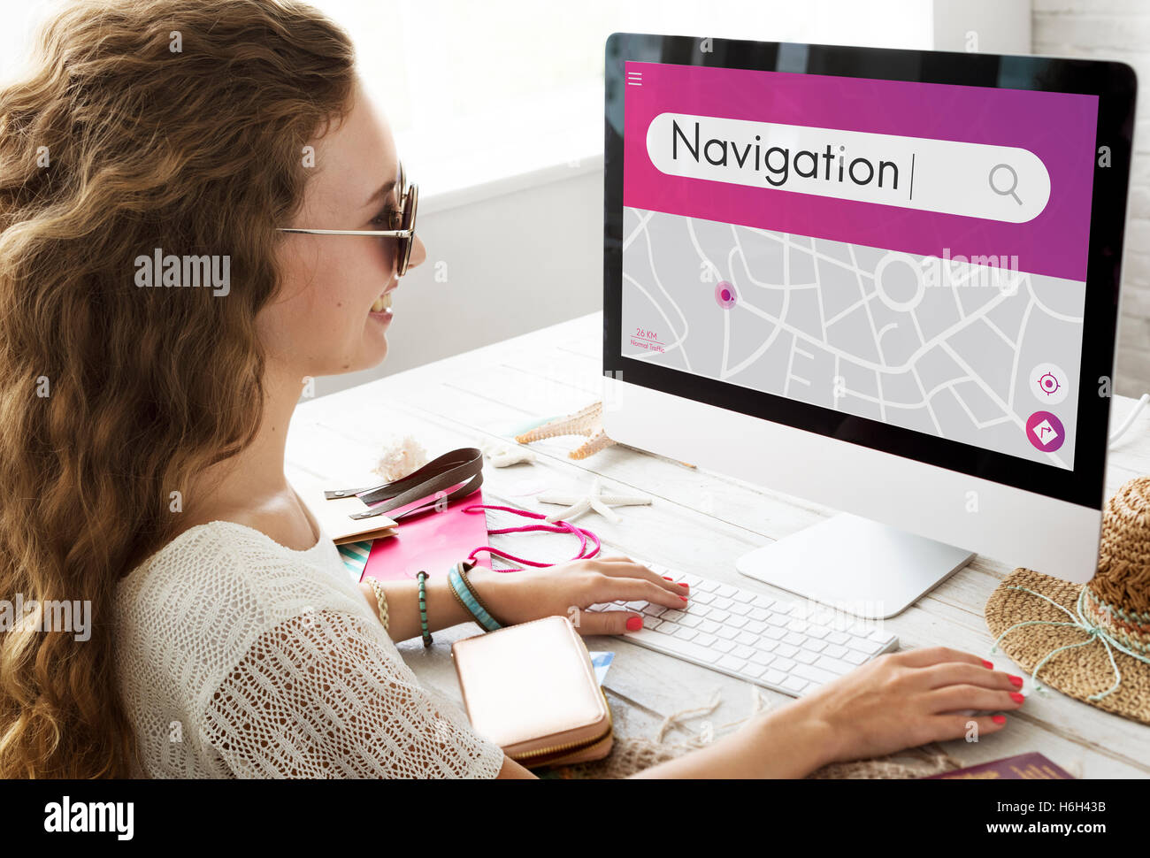 Navigation GPS Map Destination Concept Stock Photo - Alamy