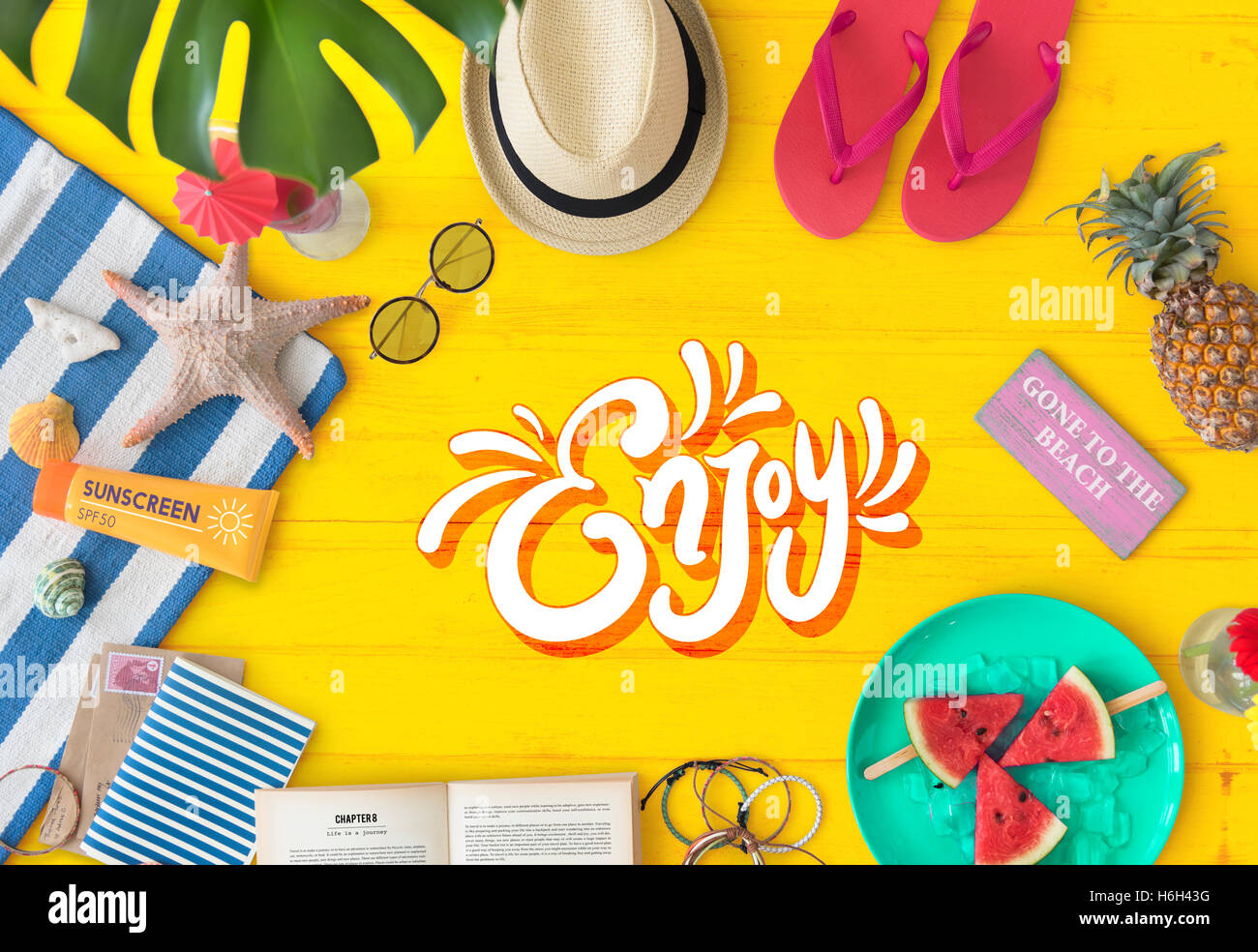 Beach Vocation Enjoy Holidays Summer Concept Stock Photo - Alamy