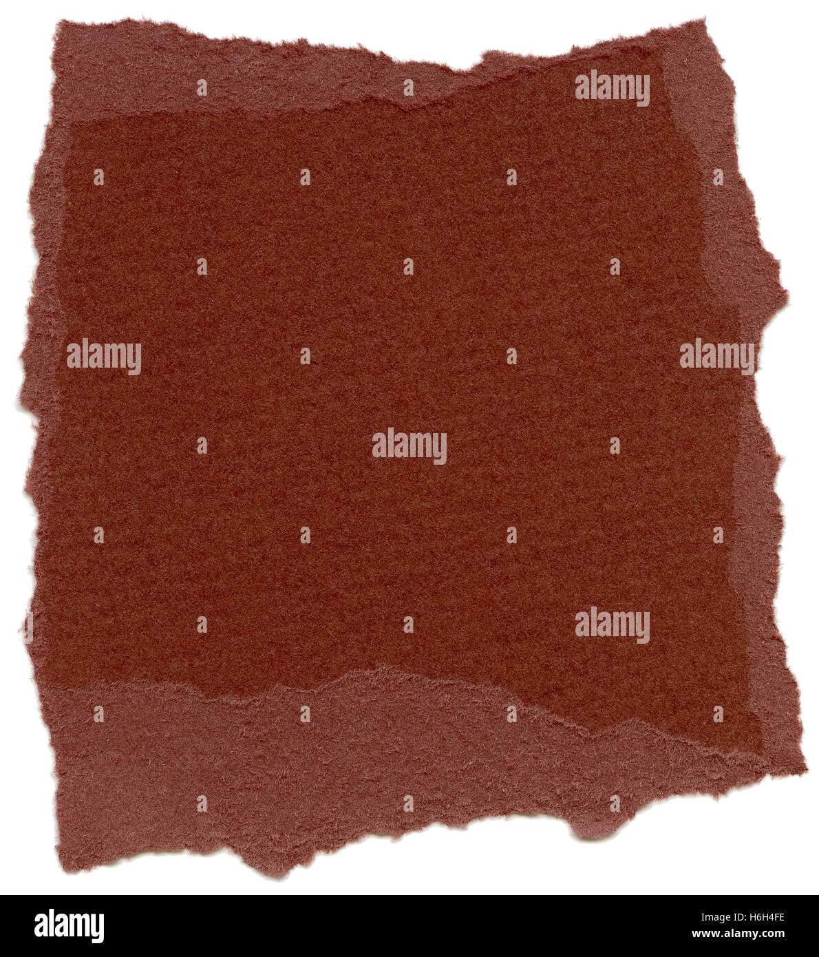 Texture of maroon brown fiber paper with torn edges. Isolated on white ...
