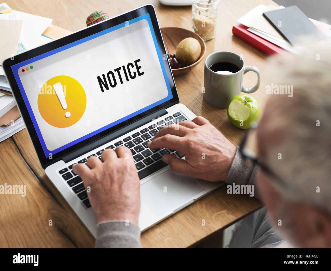 Notice Notification Alert Exclamation Point Concept Stock Photo - Alamy