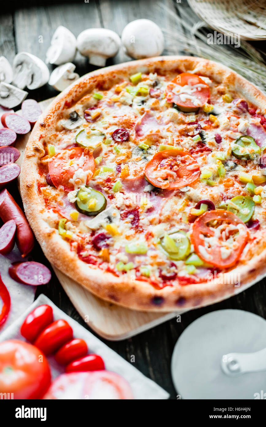 pizza and components Stock Photo - Alamy