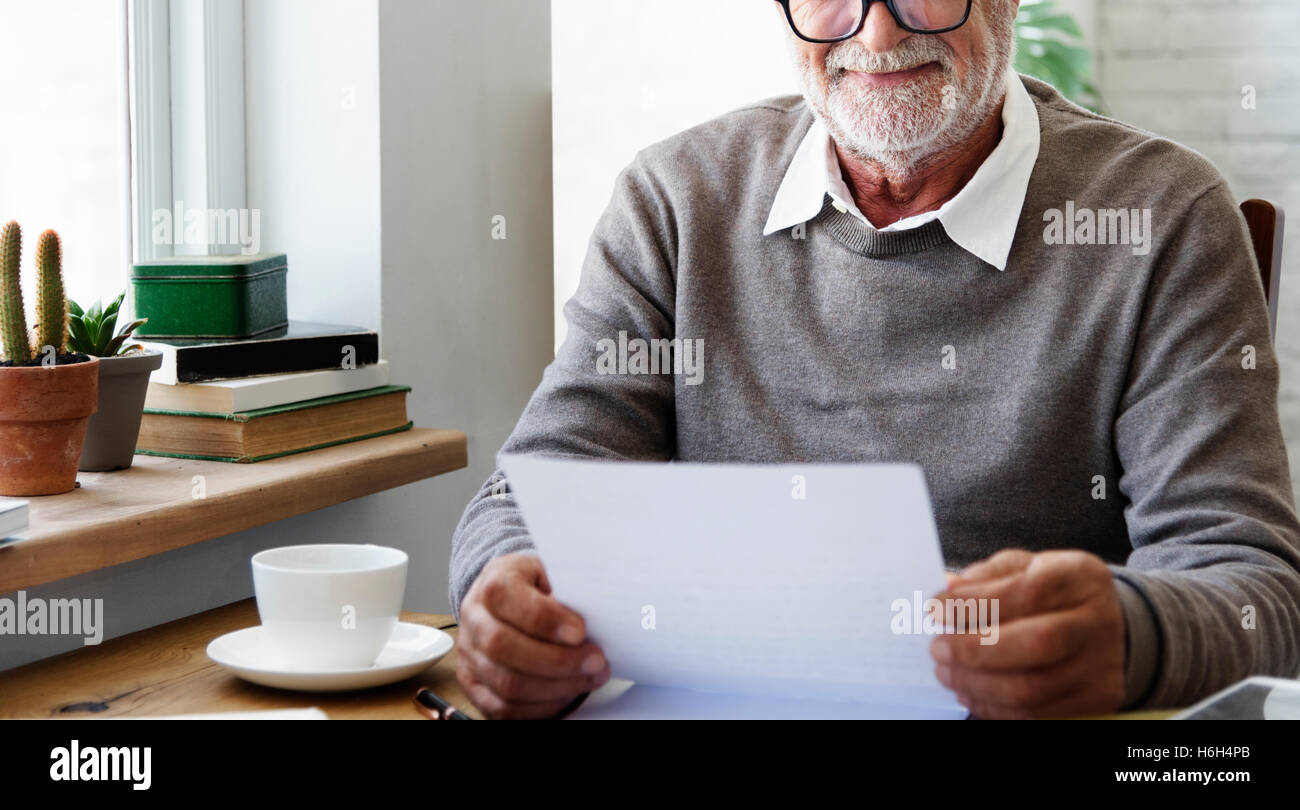 Senior Adult Reading Letter Concept Stock Photo - Alamy