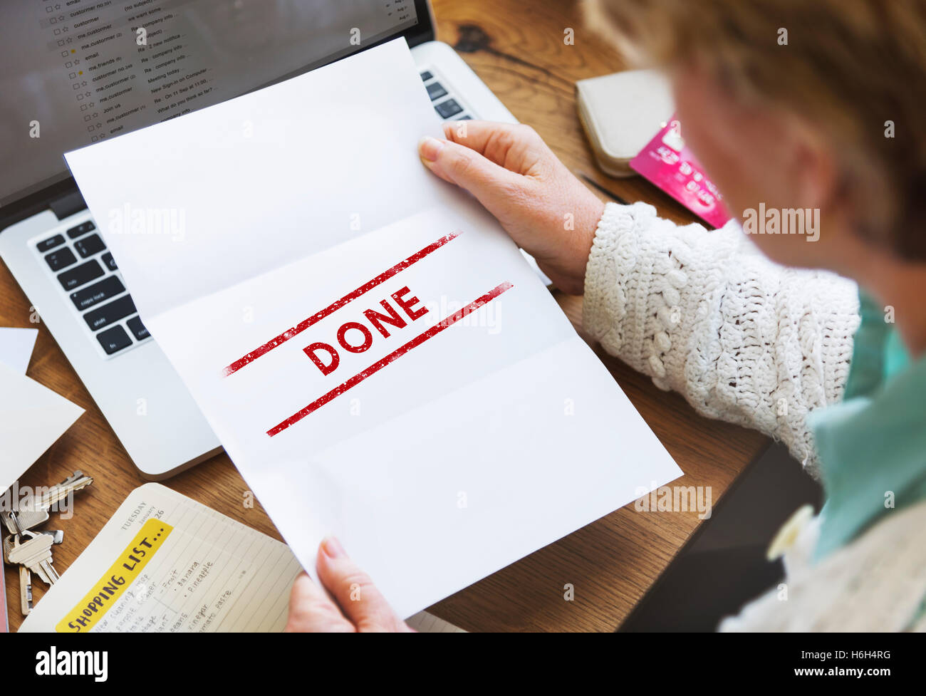 Done Finish Achievement Good Great Sign Concept Stock Photo - Alamy