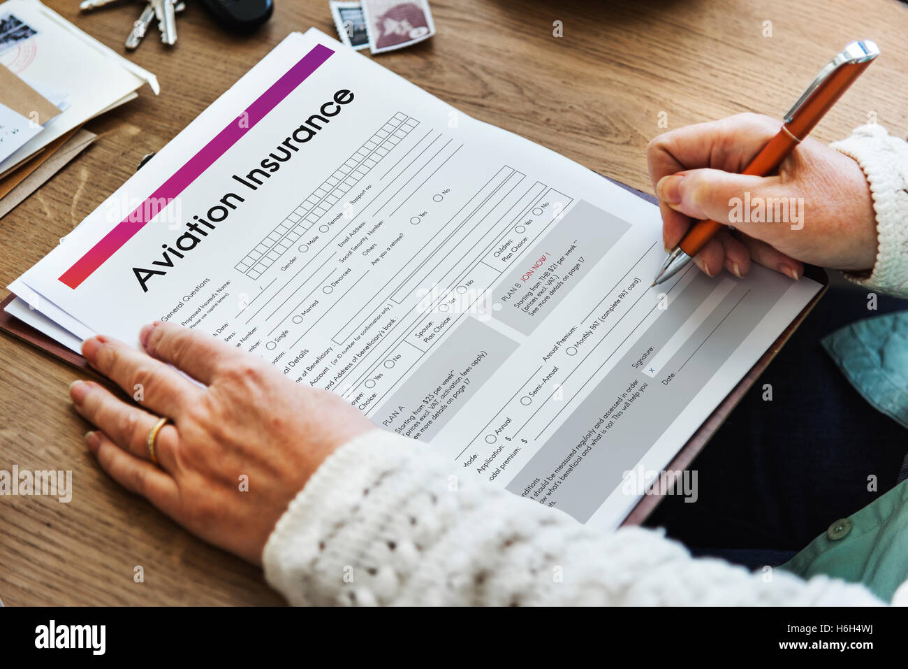 Aviation Flight Insurance Form Concept Stock Photo - Alamy