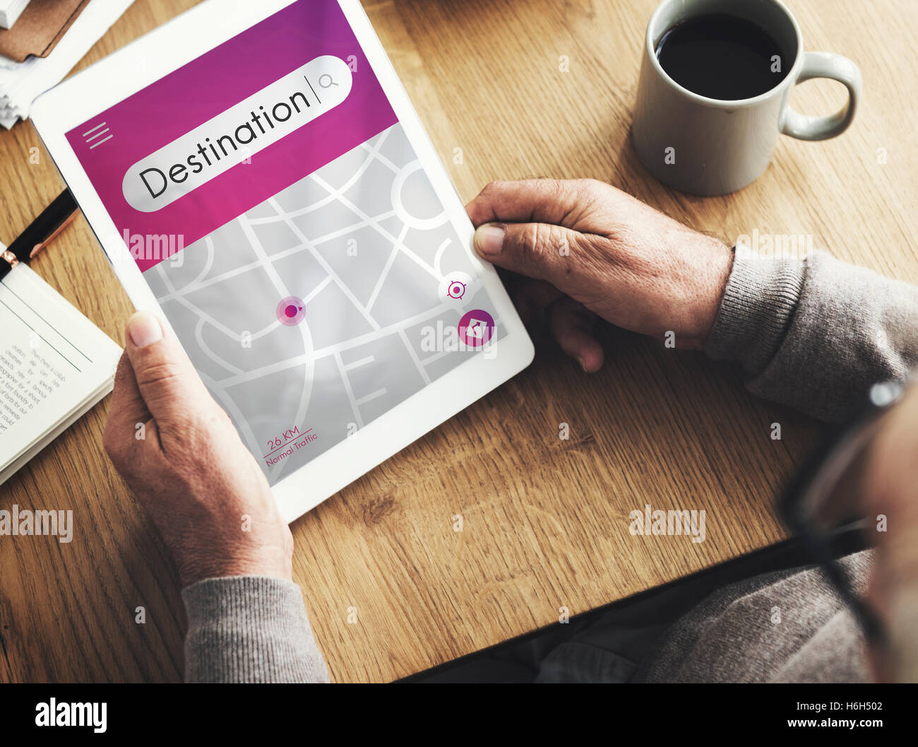 Destination Navigation GPS Map Concept Stock Photo - Alamy