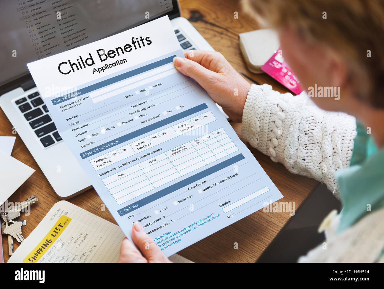 Child Benefits Application Form Concept Stock Photo - Alamy