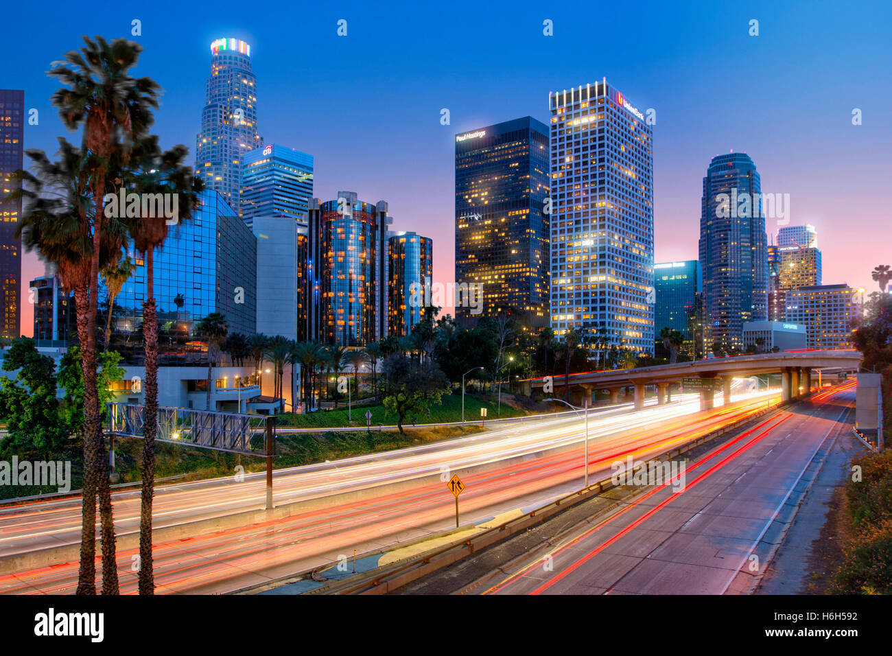 Harbor freeway in Los Angeles downtown Stock Photo - Alamy
