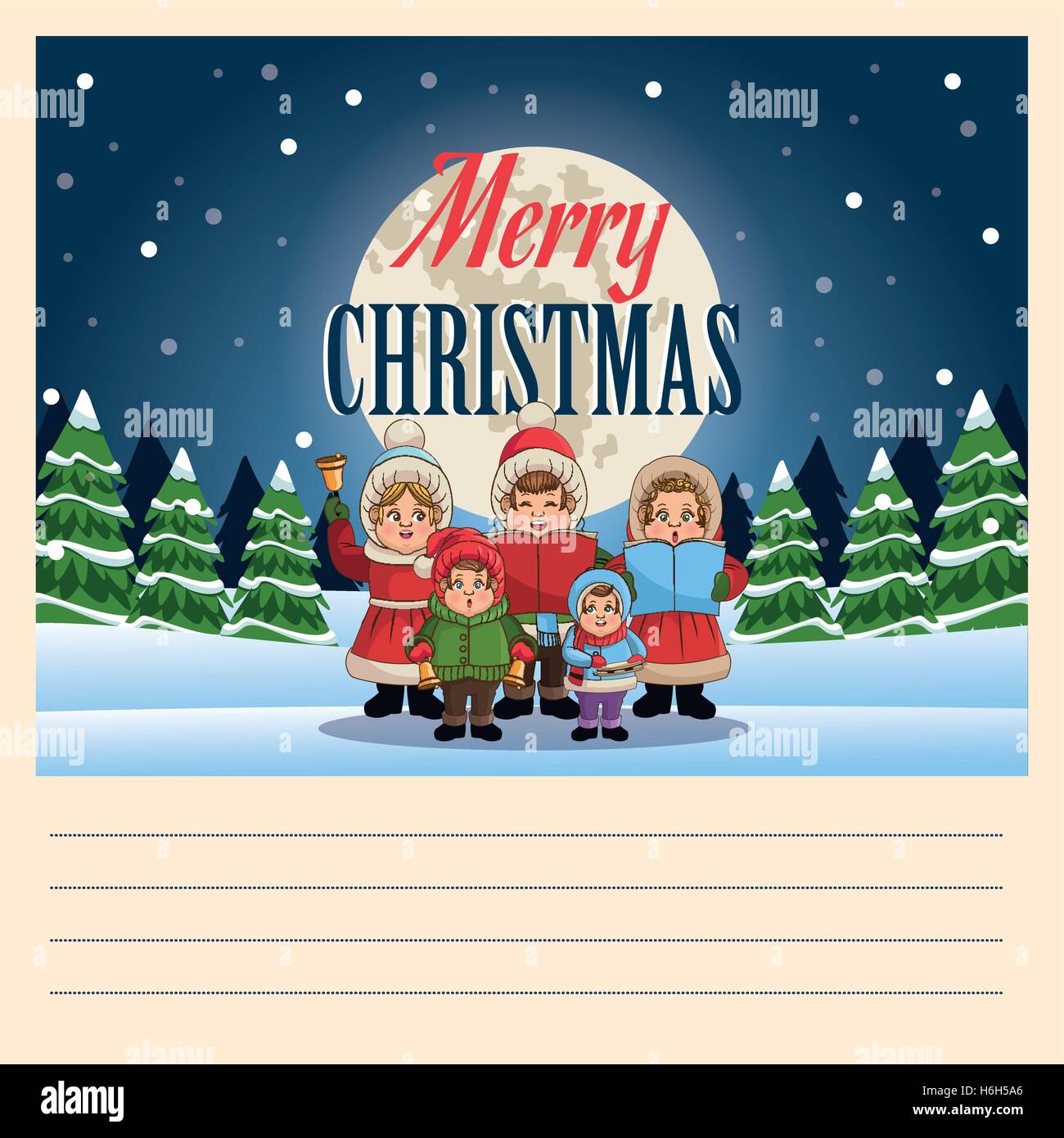Singing cartoon of Christmas carol design Stock Vector Image & Art - Alamy