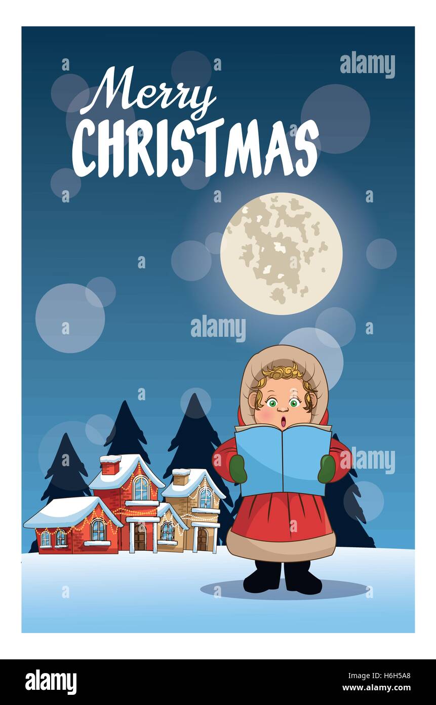 Singing cartoon of Christmas carol design Stock Vector Image & Art - Alamy