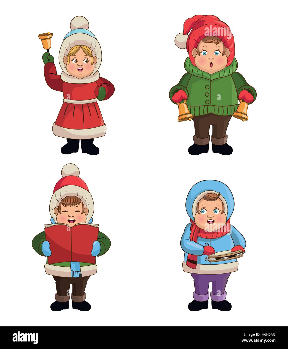 Singing cartoon of Christmas carol design Stock Vector Image & Art - Alamy