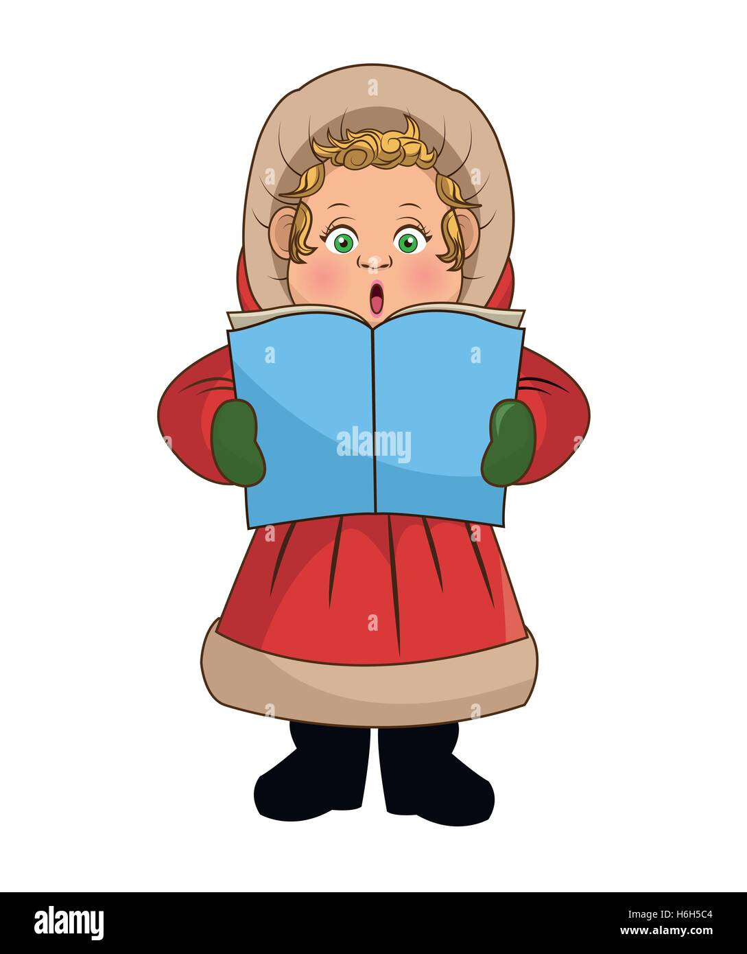 Singing cartoon of Christmas carol design Stock Vector Image & Art - Alamy