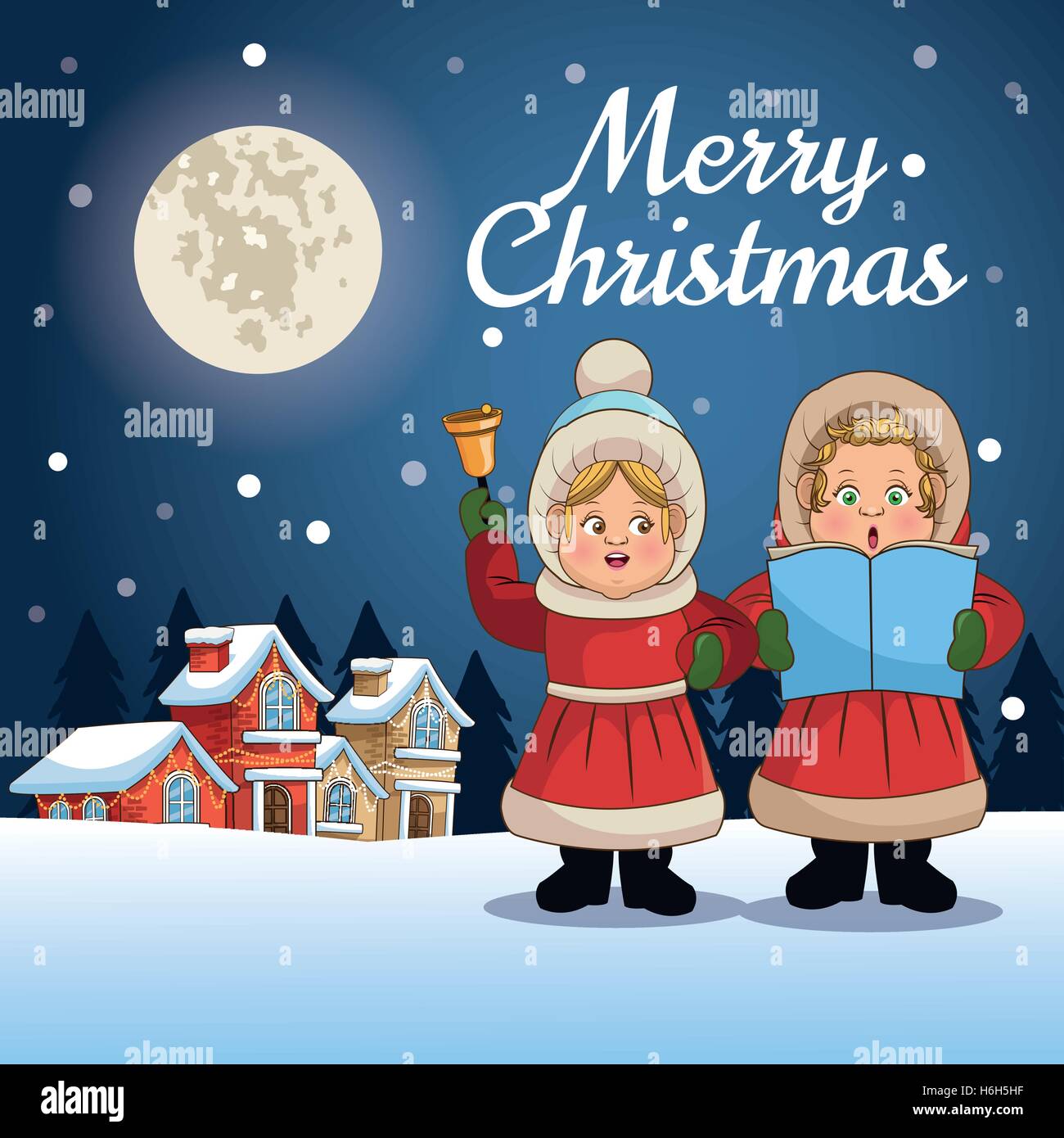 Singing cartoon of Christmas carol design Stock Vector Image & Art - Alamy
