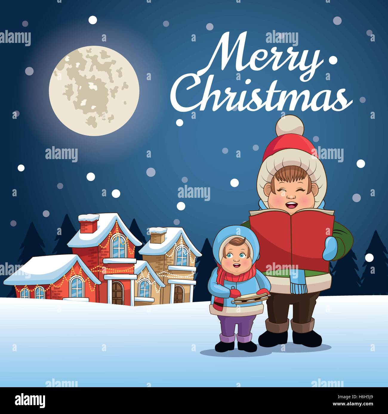 Singing cartoon of Christmas carol design Stock Vector Image & Art - Alamy