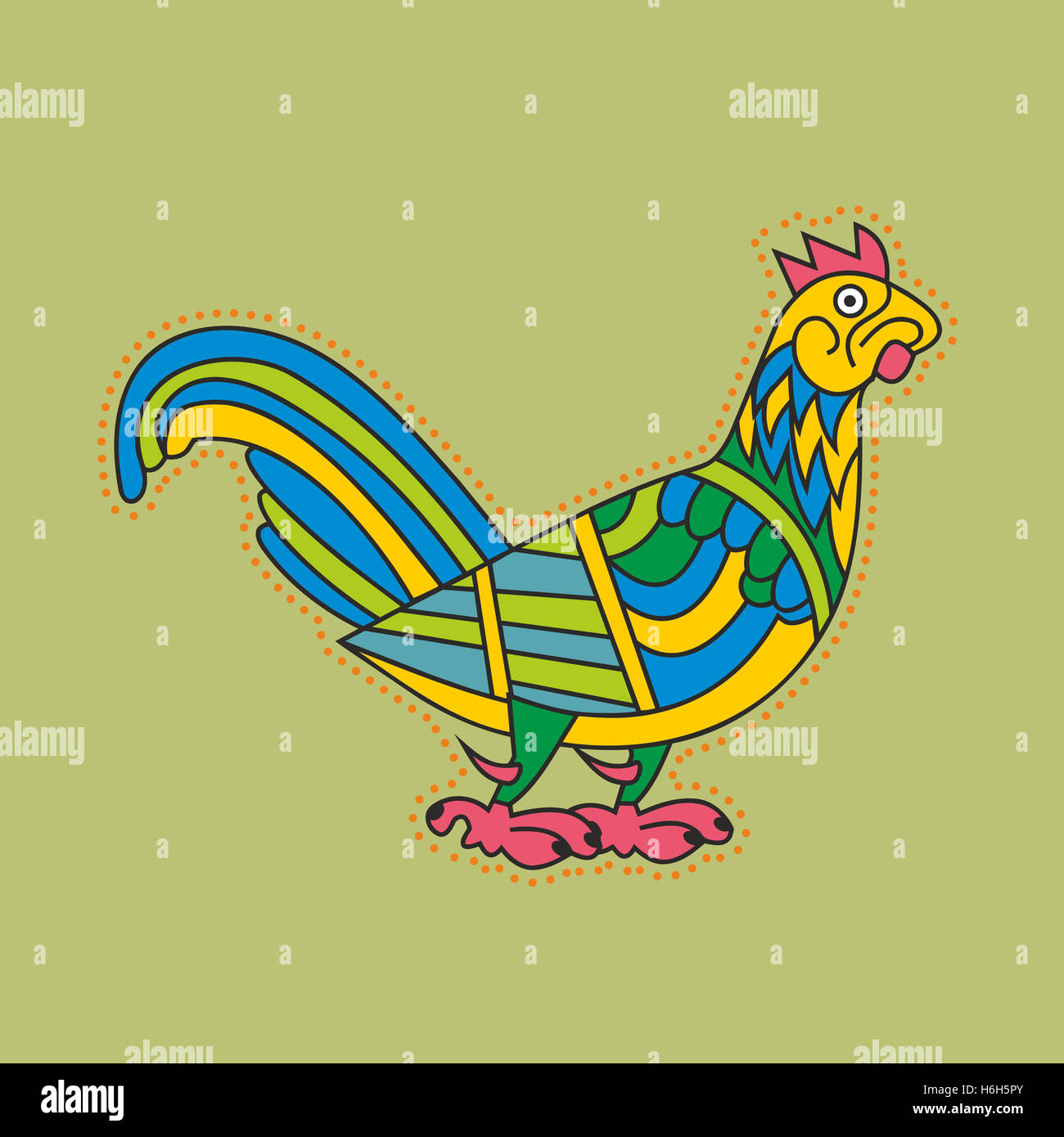 Decorative ornamental sketch of a rooster in Celtic style like an ...