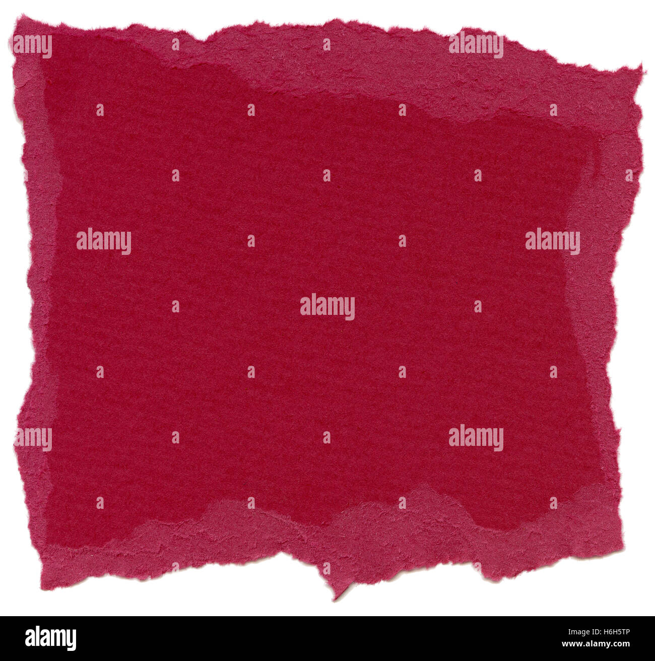 Texture of dark cardinal red fiber paper with torn edges. Isolated on ...
