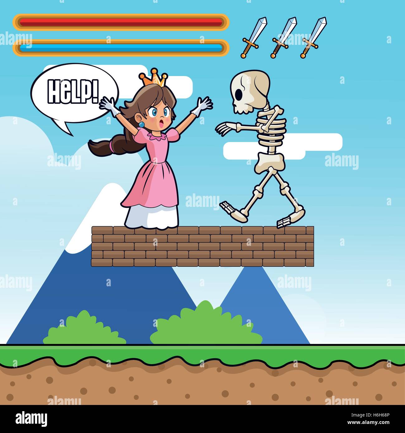 Princess skull and videogame design Stock Vector Image & Art - Alamy