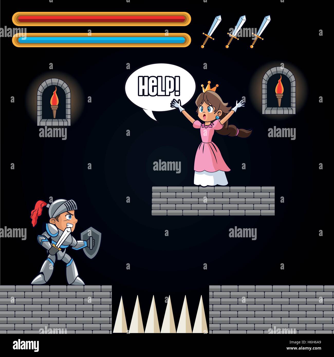 Princess warrior and videogame design Stock Vector Image & Art - Alamy