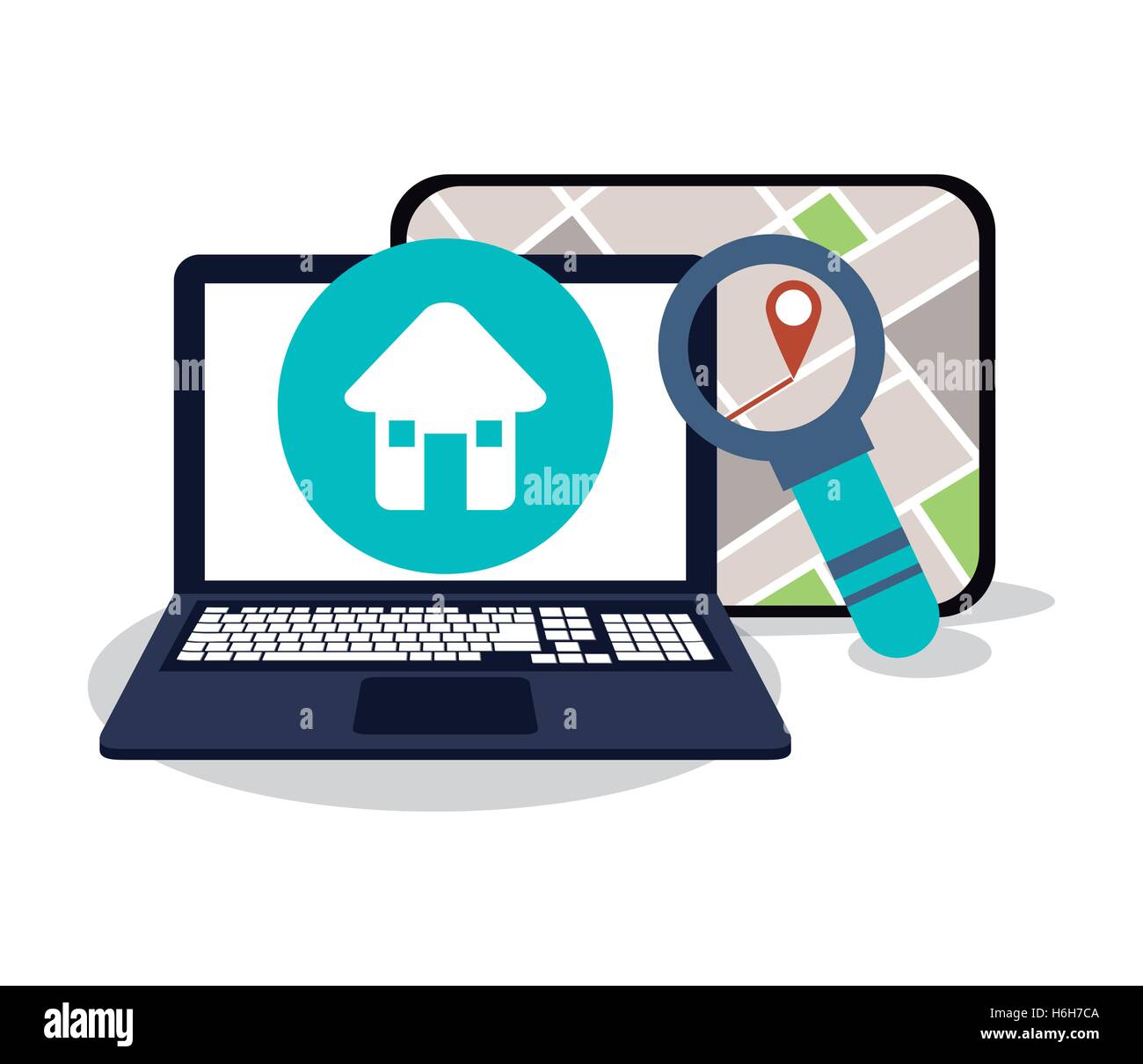 Laptop and gps map design Stock Vector Image & Art - Alamy