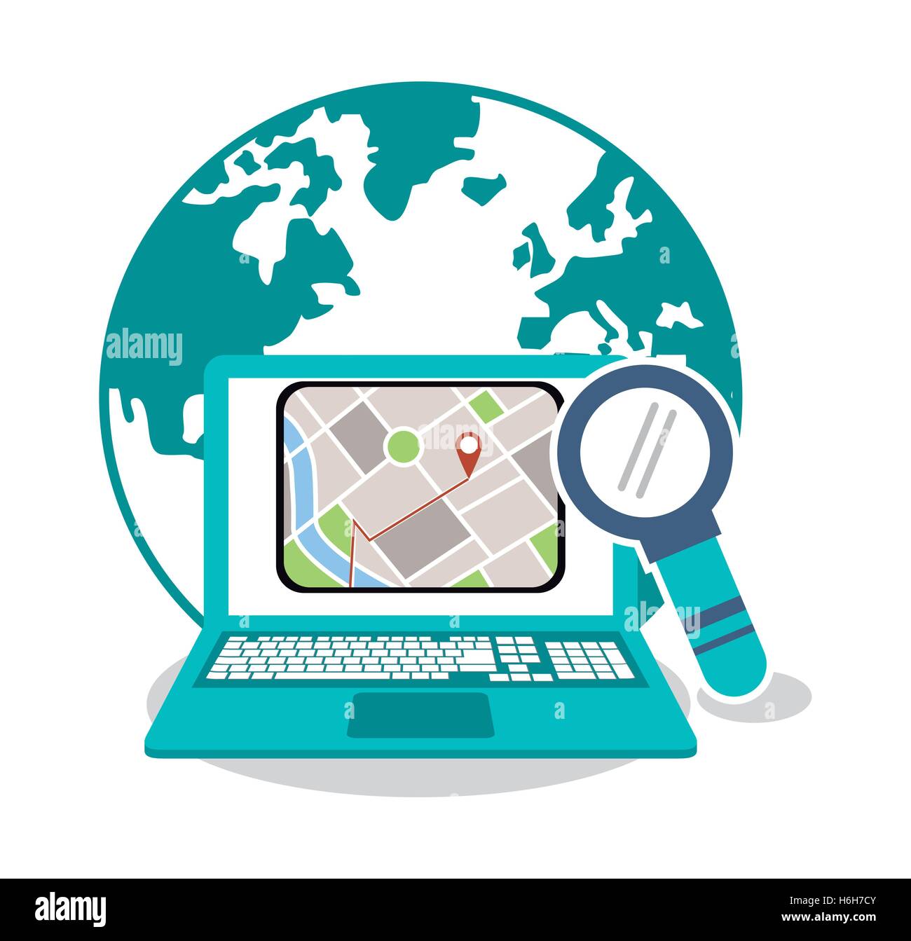 Laptop and gps map design Stock Vector Image & Art - Alamy