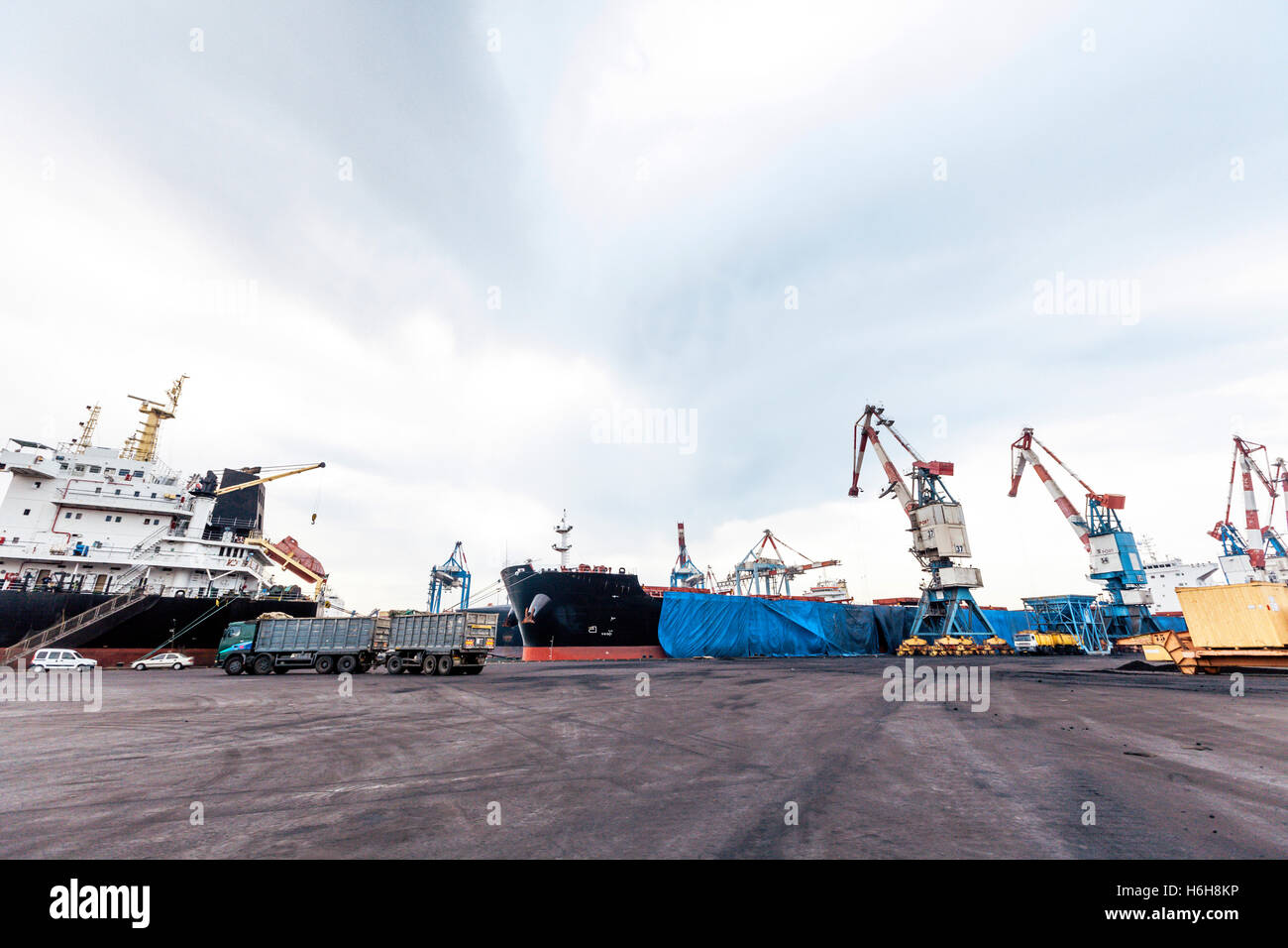 View of a commercial port Stock Photo - Alamy