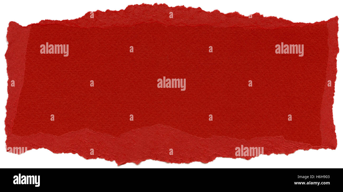 Texture of dark red fiber paper with torn edges. Isolated on white ...