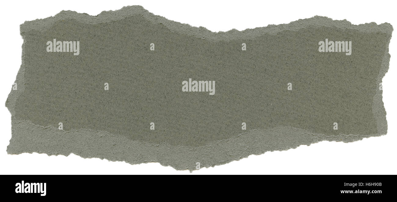 Texture of dark greenish gray fiber paper with torn edges. Isolated on ...