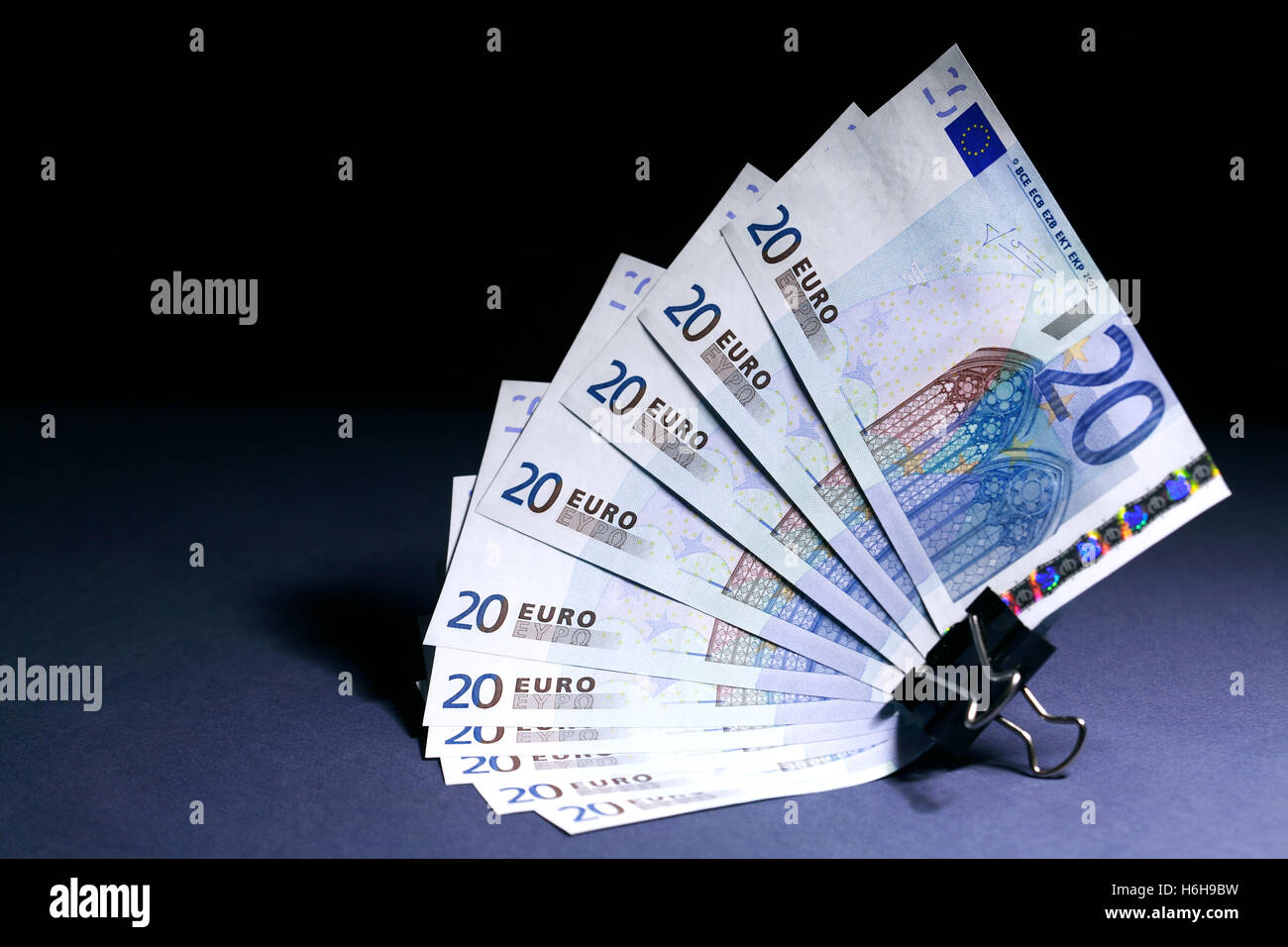 European Union currency bank notes as fan on dark background Stock ...