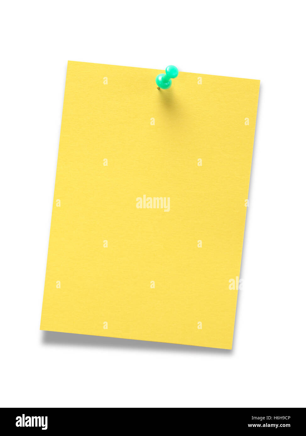 Yellow blank paper for message on white background Stock Photo - Alamy