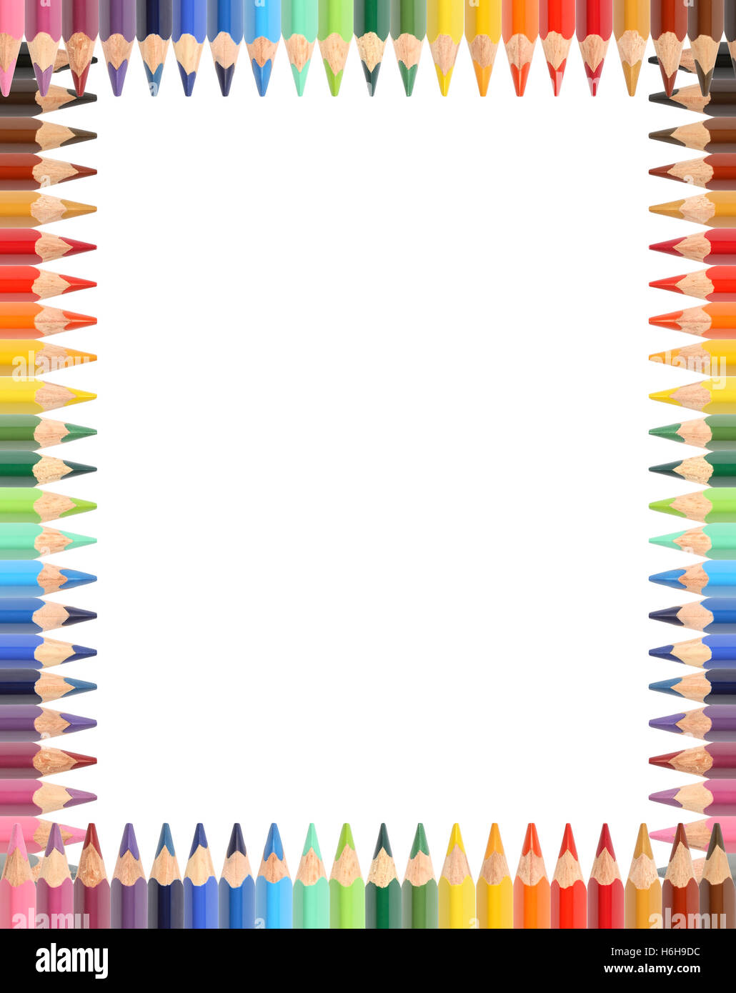 Picture frame made from set of color pencils Stock Photo - Alamy