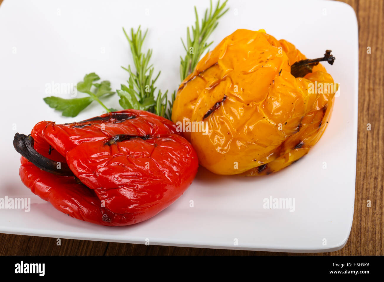Grilled Bell Peppers with rosemary and parsley Stock Photo - Alamy