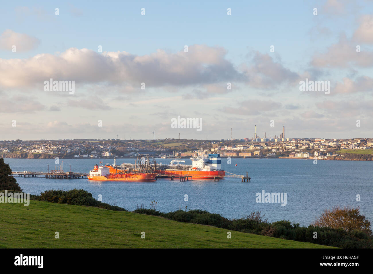 Oil Tankers at the Valero terminal on Milford Haven, Pembroke Stock ...