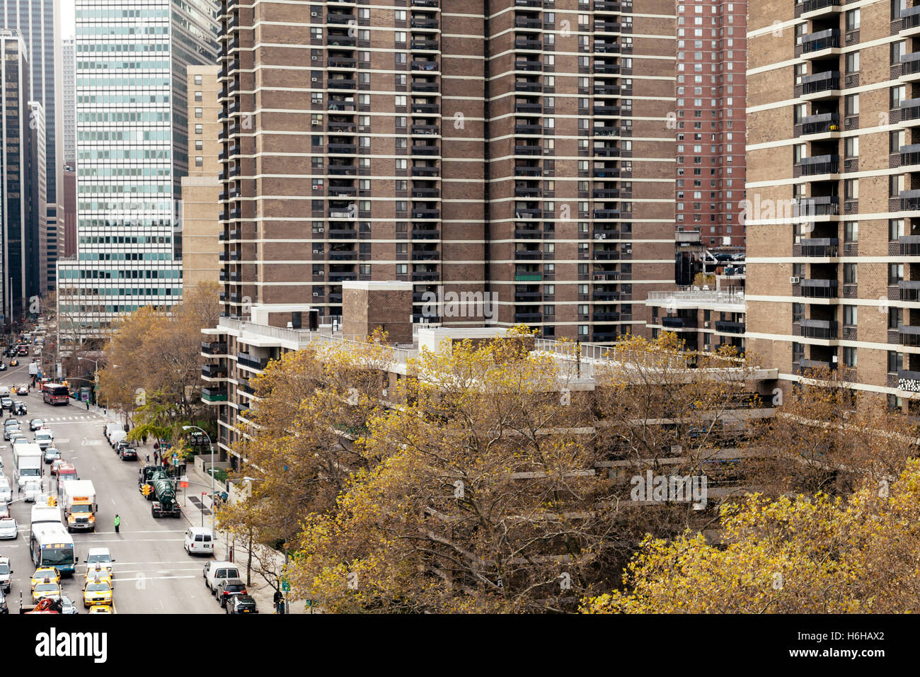 NEW-YORK - NOV 15: Cluster of buildings and the street below in New ...