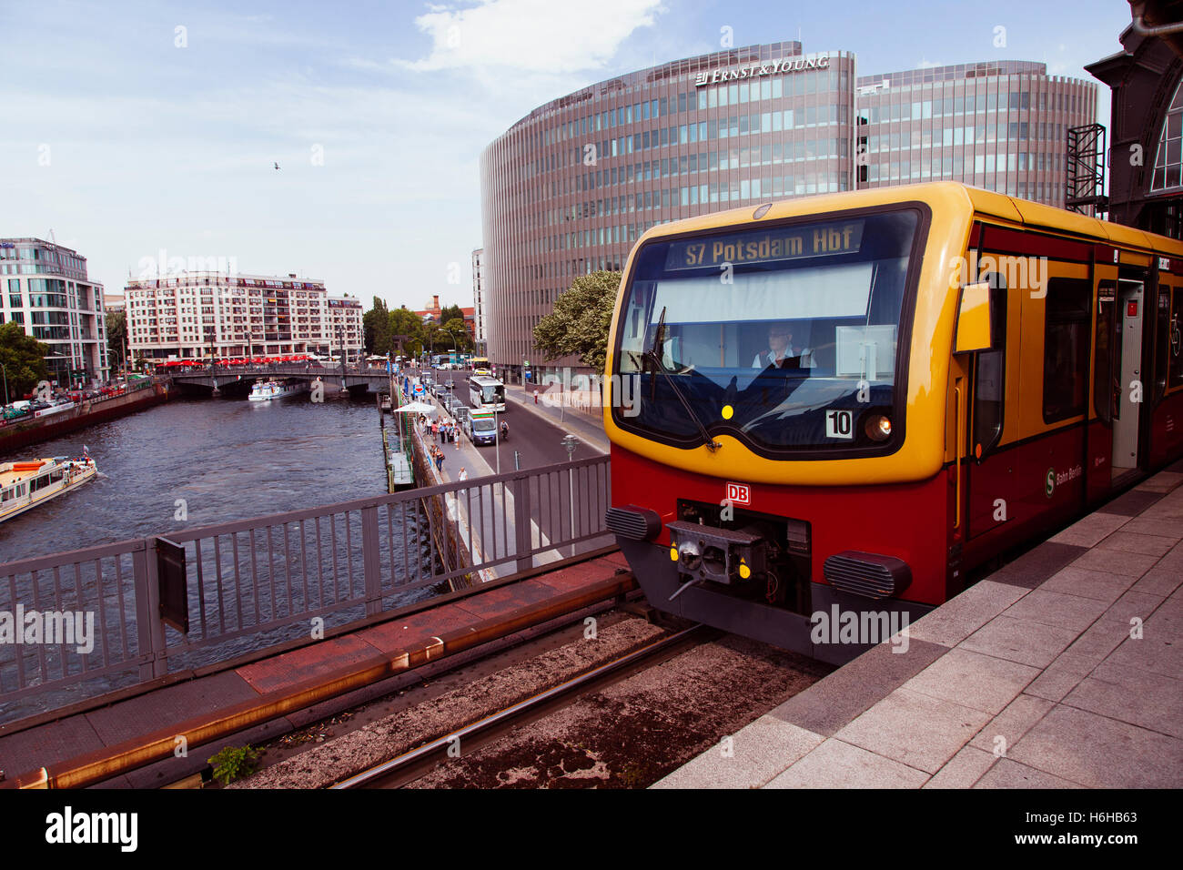 BERLIN - JUNE 18: S7 S-bahn train docking on the platform of ...