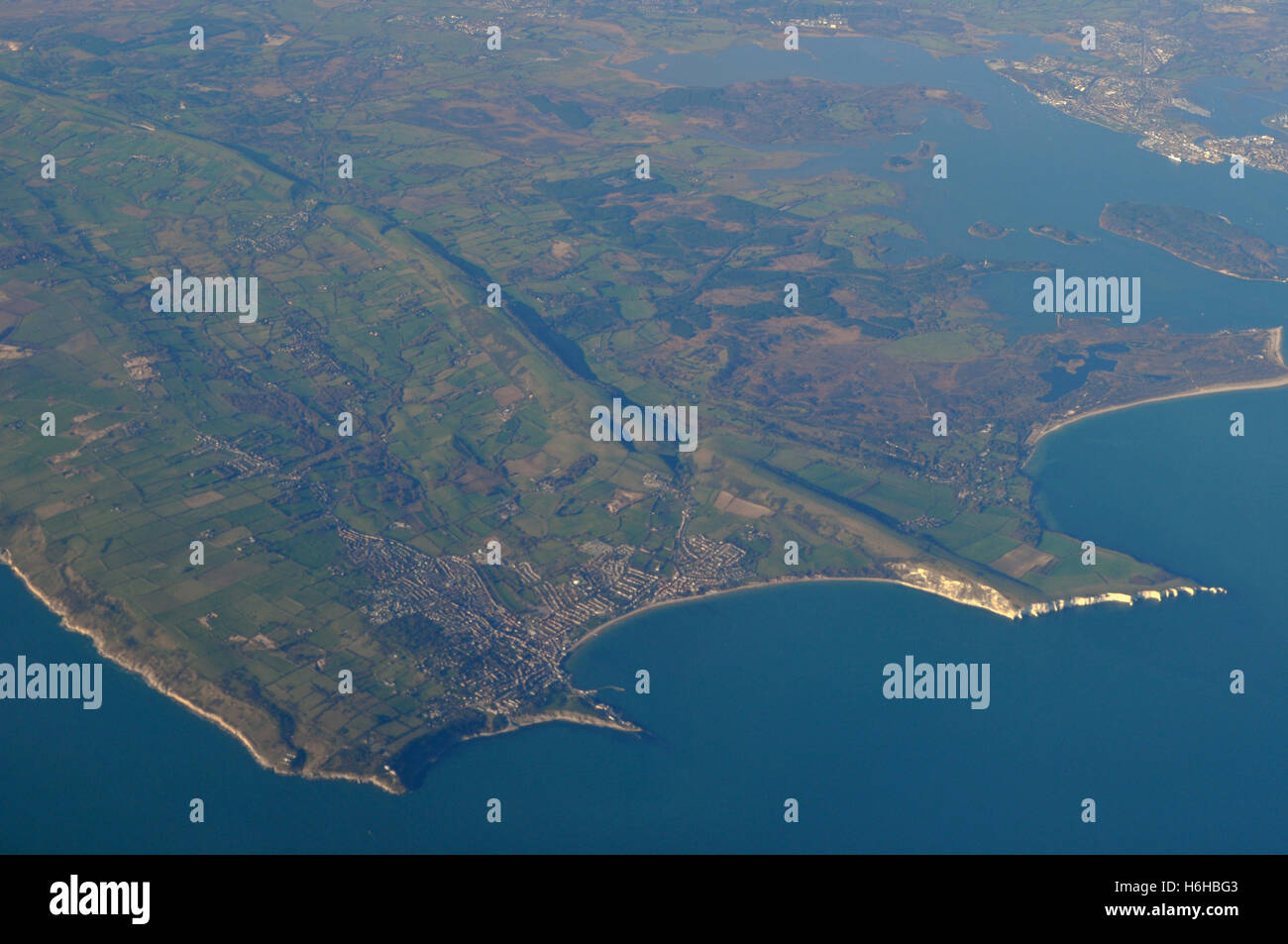 Aerial view of the Isle of Purbeck Stock Photo - Alamy