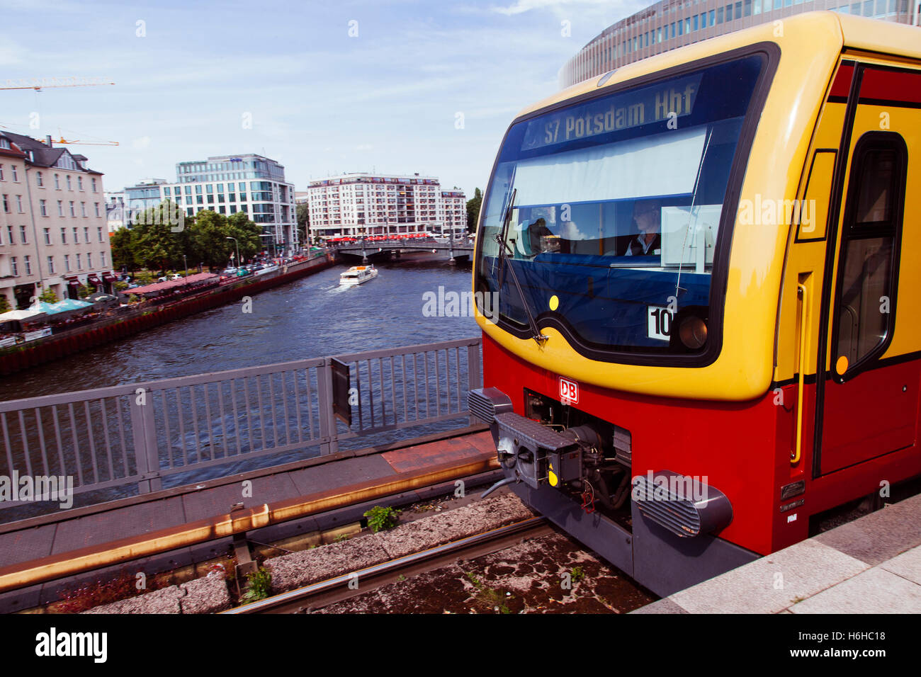 BERLIN - JUNE 18: S7 S-bahn train docking on the platform of ...