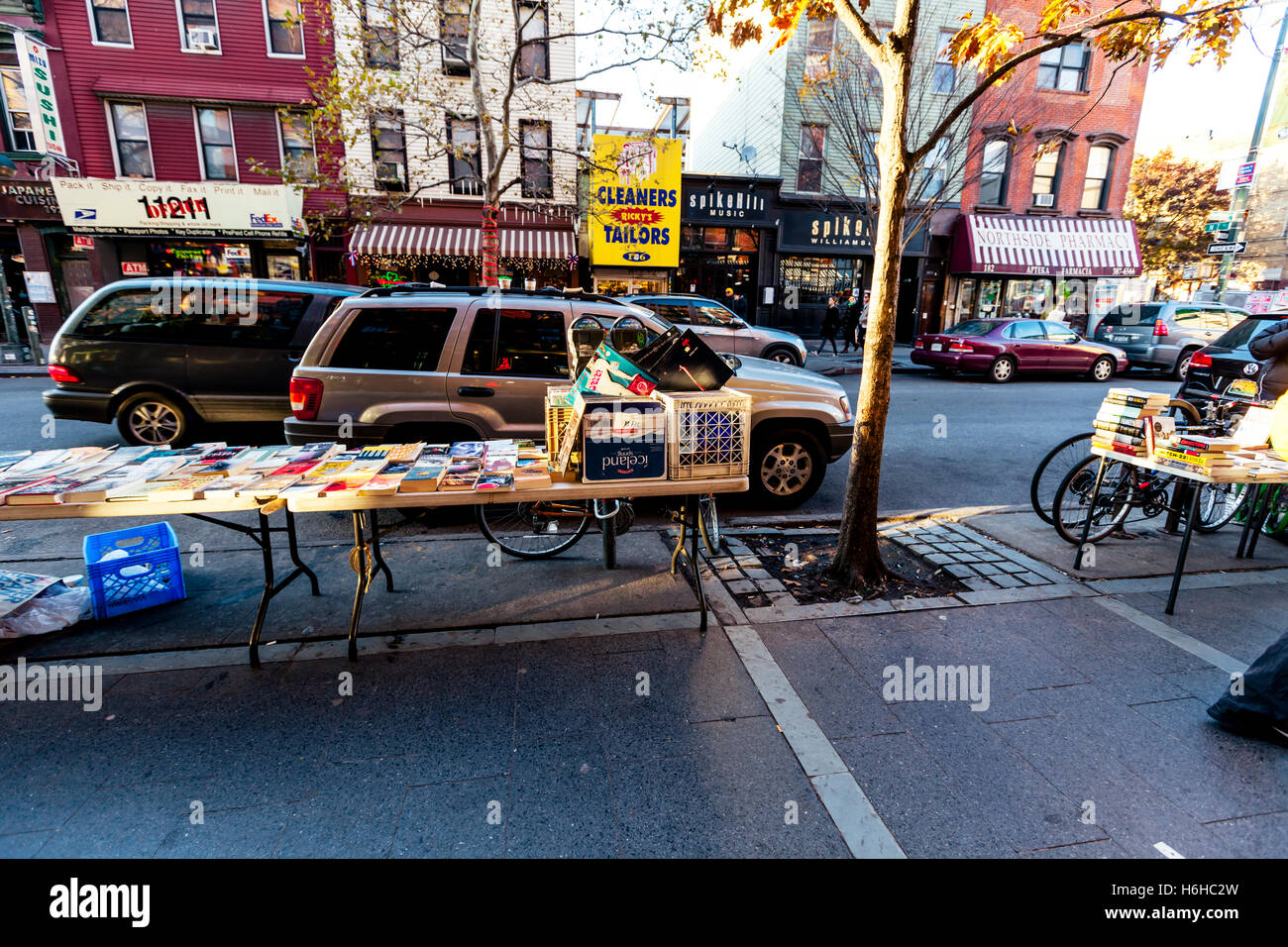 NEW-YORK - NOV 14: Book stand on the street in Brooklyn, New-York, USA ...