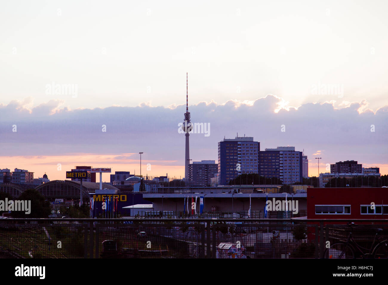 BERLIN - JUNE 18: skyline with the Fernsehturm at dusk on June 18, 2012 ...