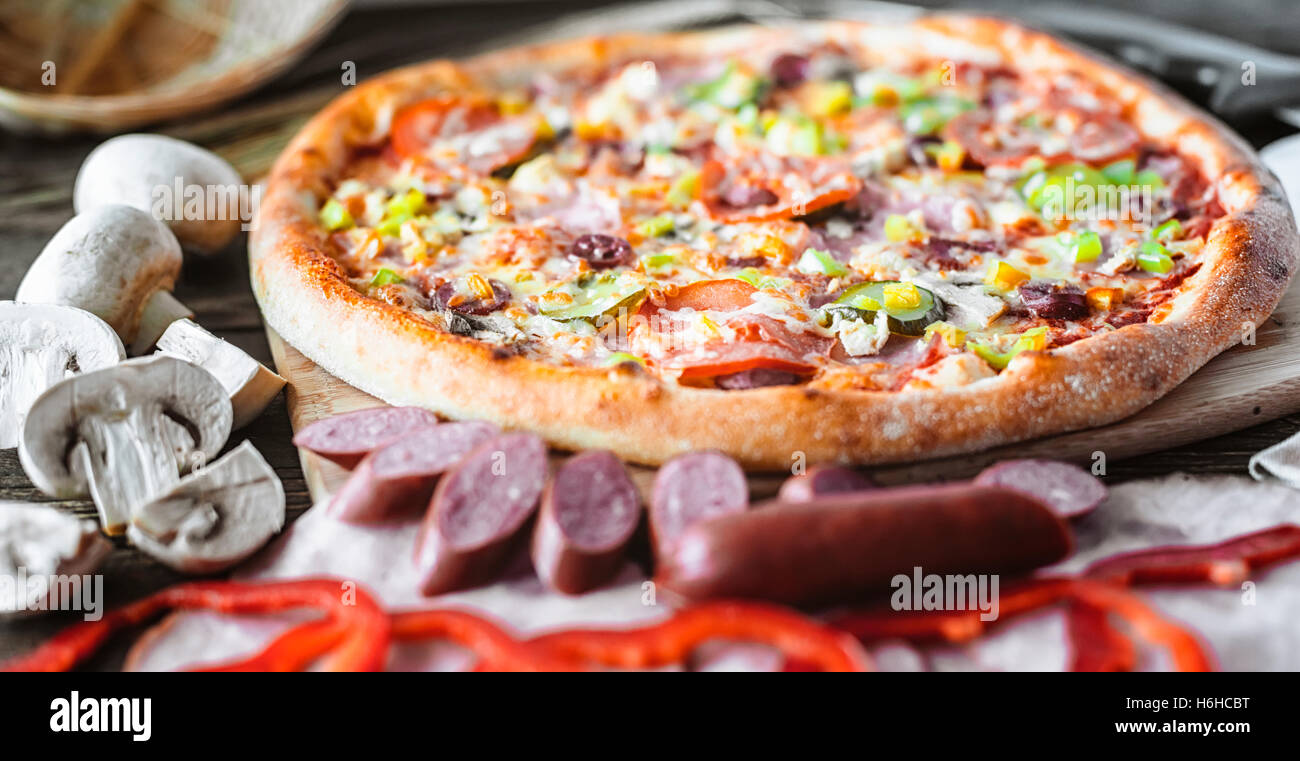 pizza and components Stock Photo - Alamy