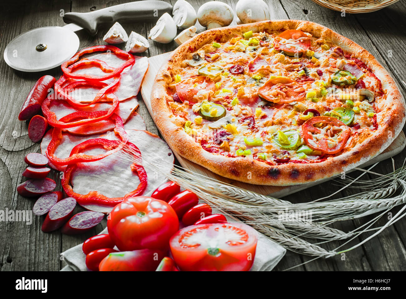 pizza and components Stock Photo - Alamy