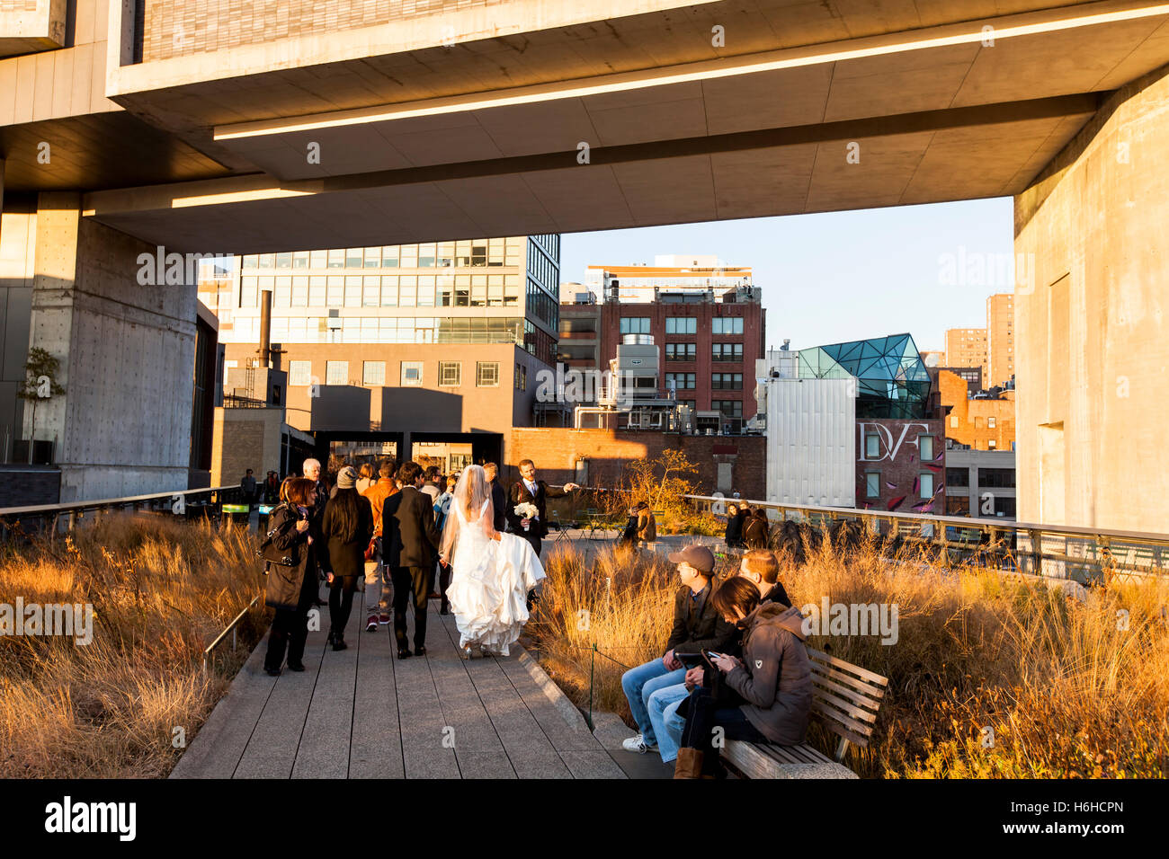 NEW-YORK - NOV 17: Bride and groom on their wedding day doing their ...